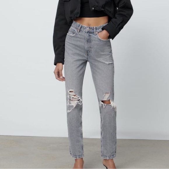 Zara | Jeans | Zara Ripped Mom Jeans | Poshmark